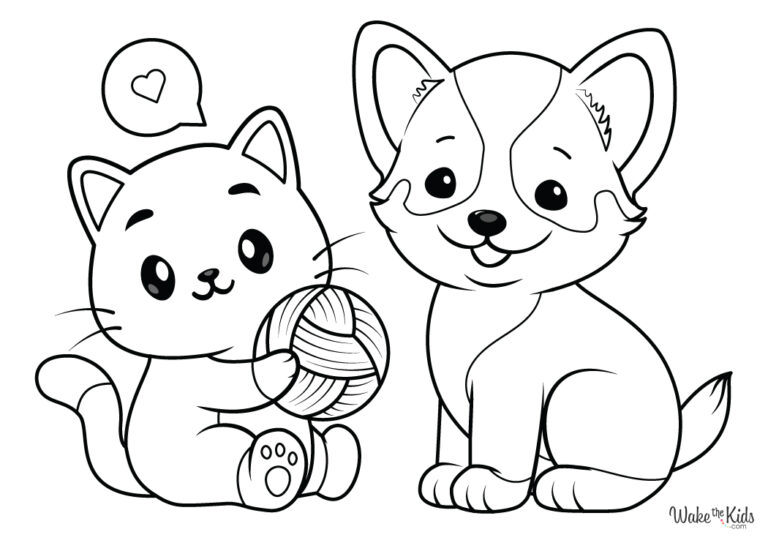 Cat and Dog Coloring Pages (Free Printable PDFs) | WakeTheKids