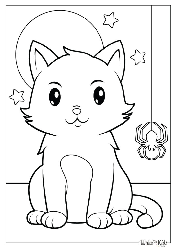 Halloween Cat Coloring Pages (Free Printable PDFs) | WakeTheKids