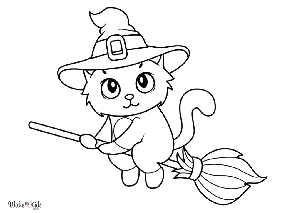 Halloween Cat Coloring Pages (Free Printable PDFs) | WakeTheKids