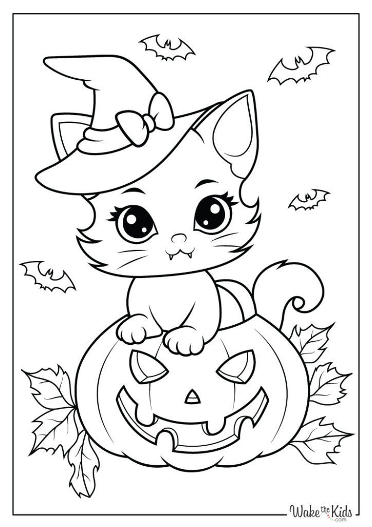 Halloween Cat Coloring Pages (Free Printable PDFs) | WakeTheKids