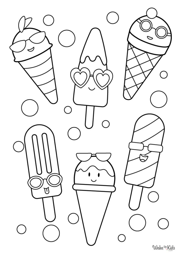 Ice Cream and Popsicle Coloring Pages (Free Printable PDFs) | WakeTheKids