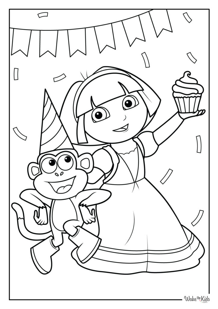 Dora the Explorer Coloring Pages (Free Printable PDFs) | WakeTheKids