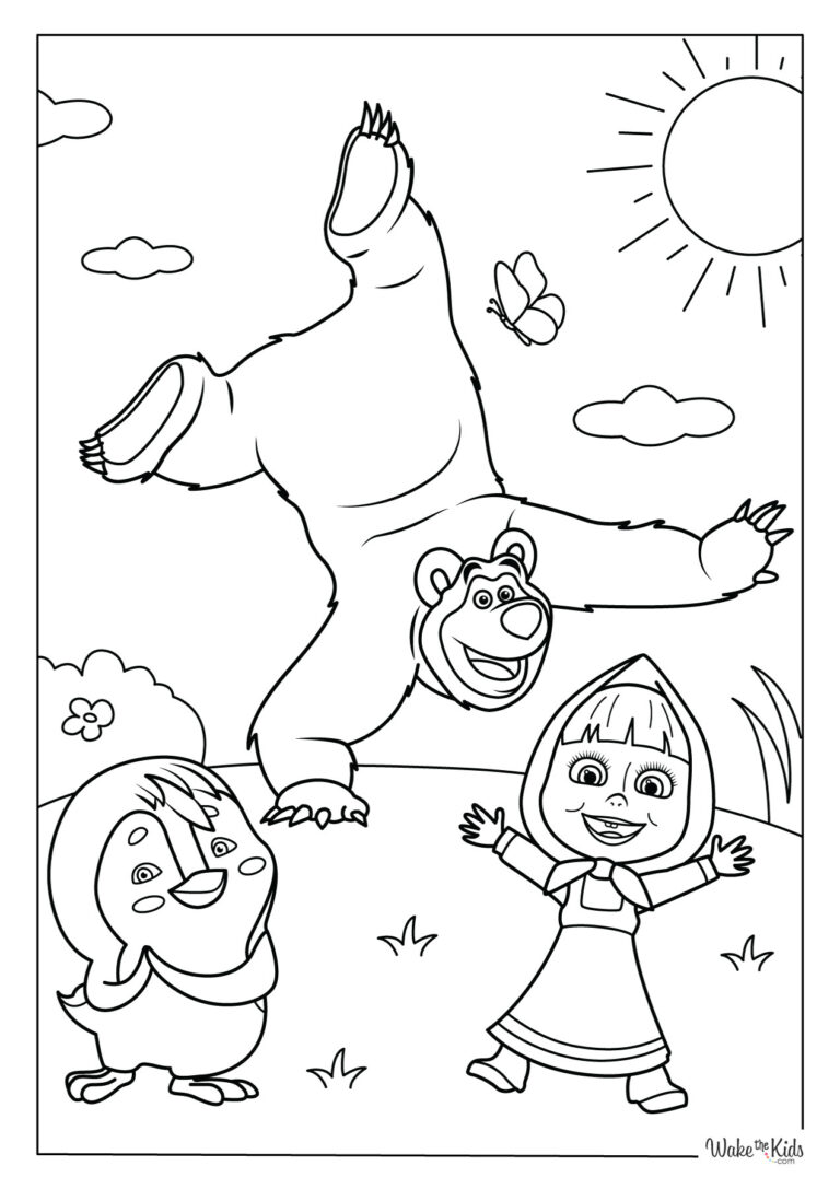Masha and The Bear Coloring Pages (Free Printable PDFs) | WakeTheKids