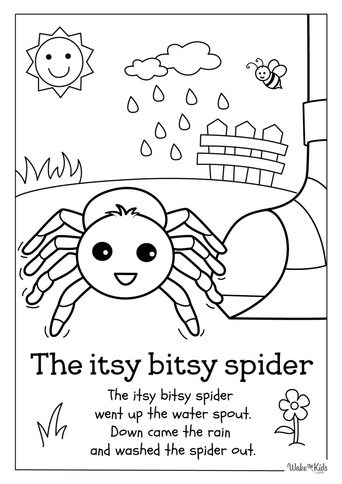 Itsy Bitsy Spider Coloring Pages (Free Printable PDFs) | WakeTheKids