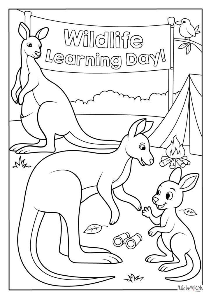 Kangaroo Coloring Pages (Free Printable PDFs) | WakeTheKids