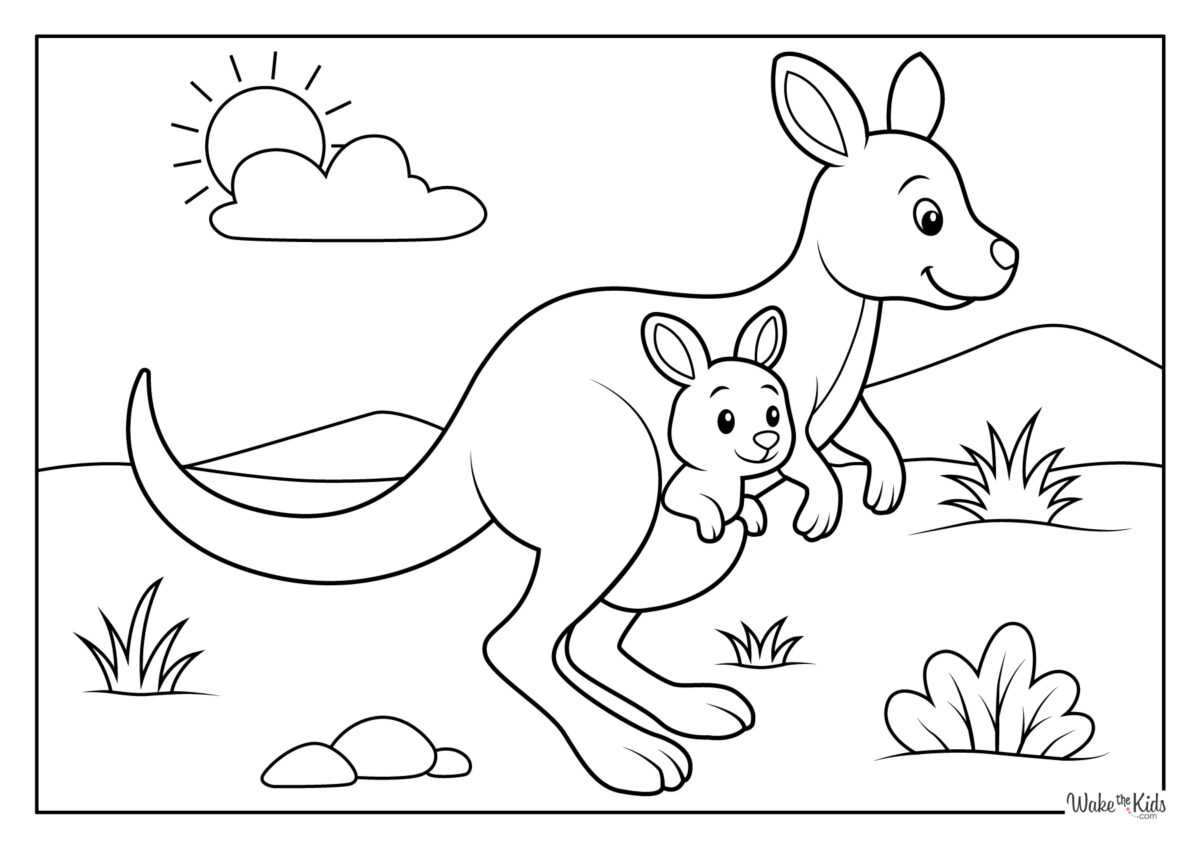 Kangaroo Coloring Pages (Free Printable PDFs) | WakeTheKids