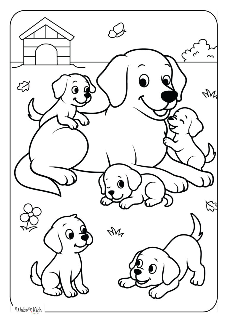 Dog and Puppy Coloring Pages (Free Printable PDFs) | WakeTheKids