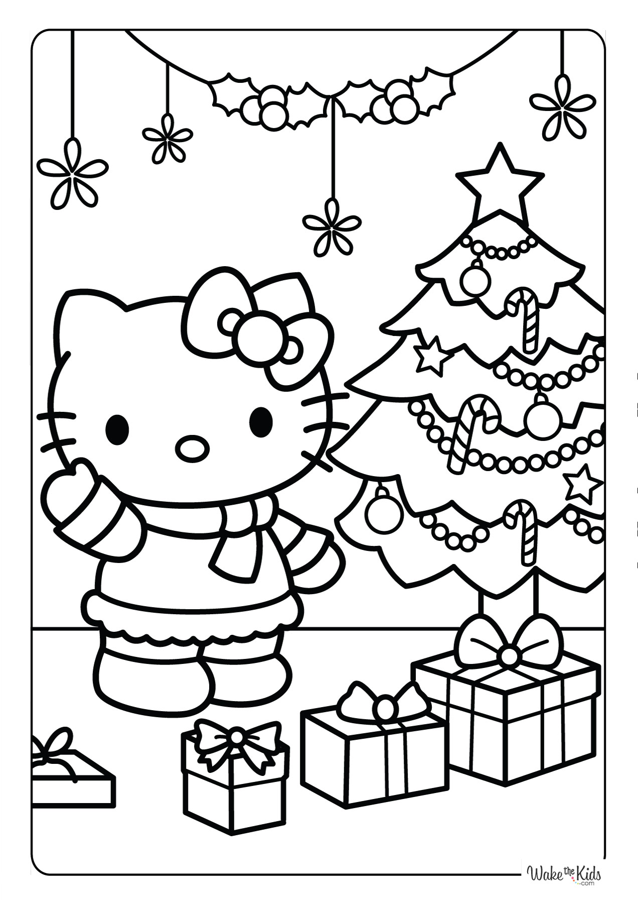 Hello Kitty Christmas Coloring Pages (Free Printable PDFs) | WakeTheKids