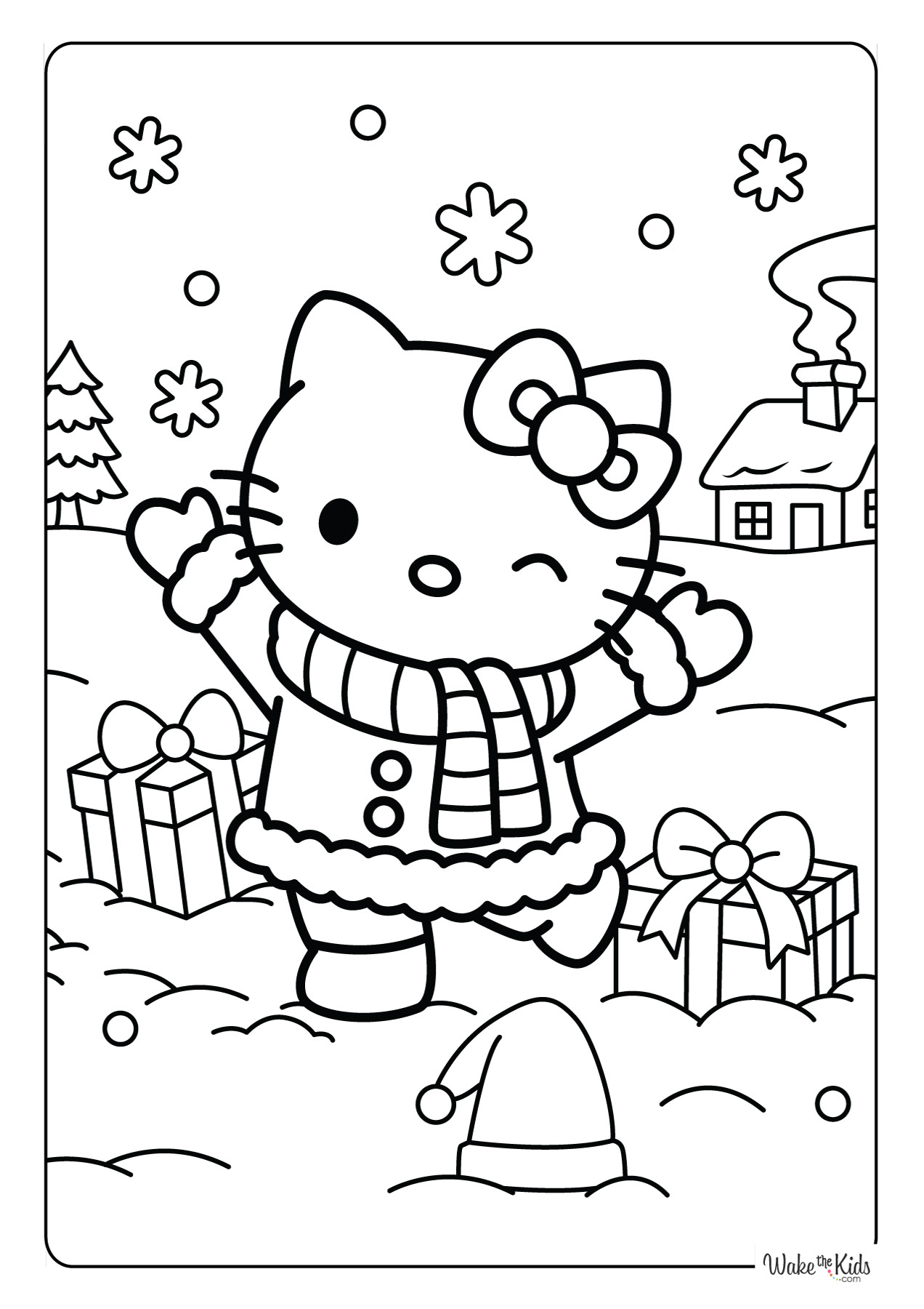 Hello Kitty Christmas Coloring Pages (Free Printable PDFs) | WakeTheKids