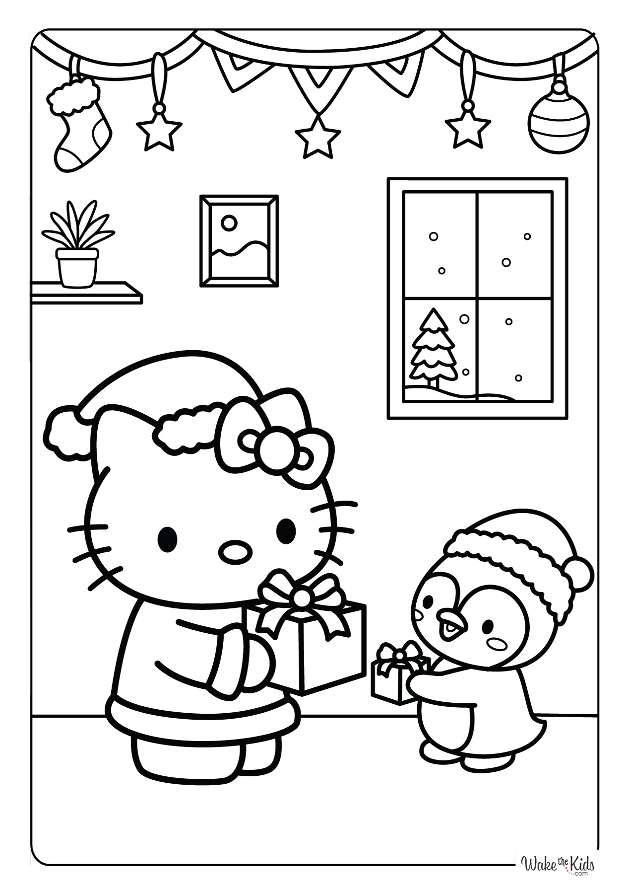 Hello Kitty Christmas Coloring Pages (Free Printable PDFs) | WakeTheKids